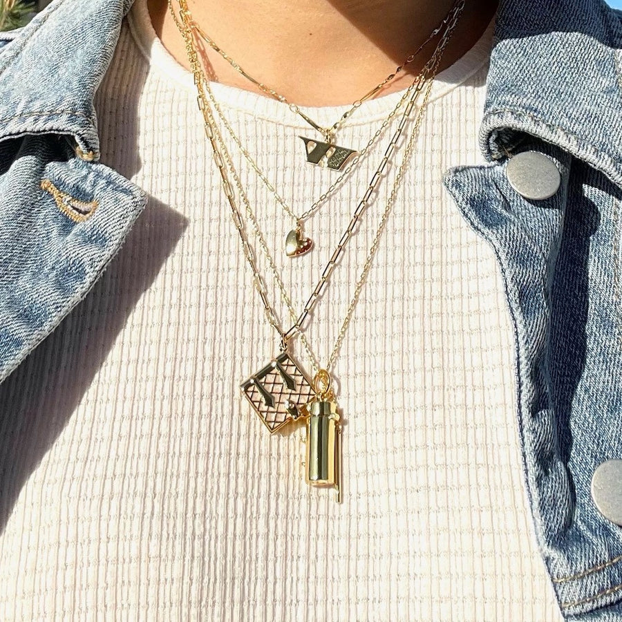 W Gold Initial Necklace • Letter W Pendant • Fortune & Frame