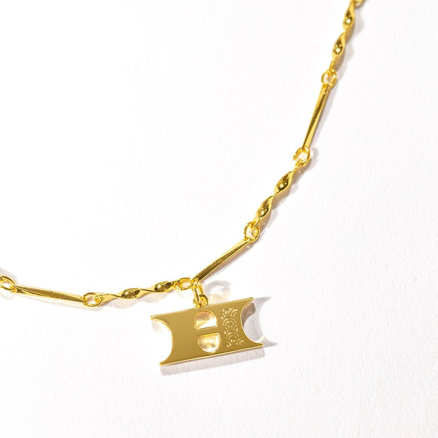 H Gold Initial Necklace • Letter H Pendant • Fortune & Frame
