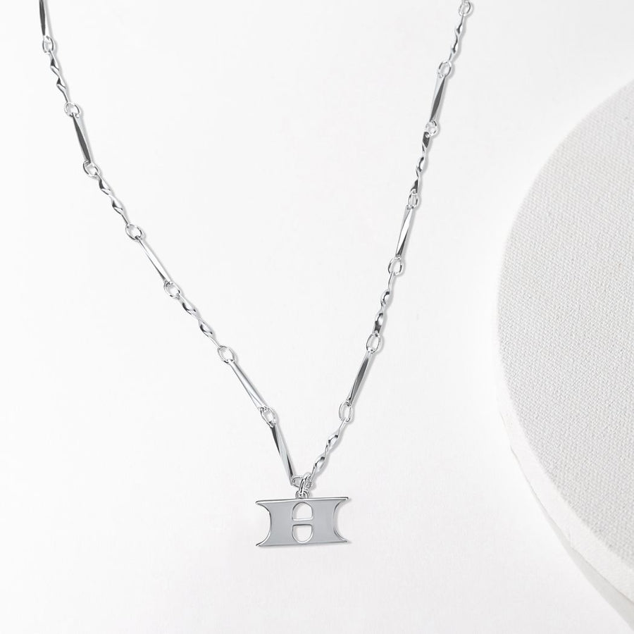 H Silver Initial Necklace • Letter H Pendant • Fortune & Frame