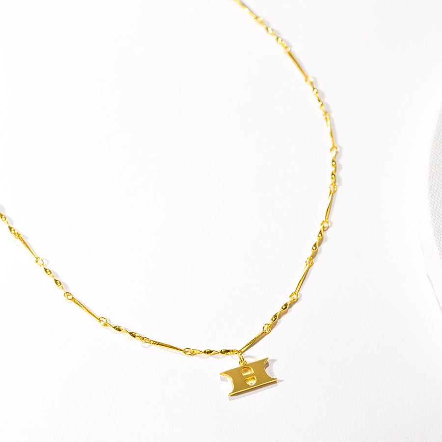H Gold Initial Necklace • Letter H Pendant • Fortune & Frame