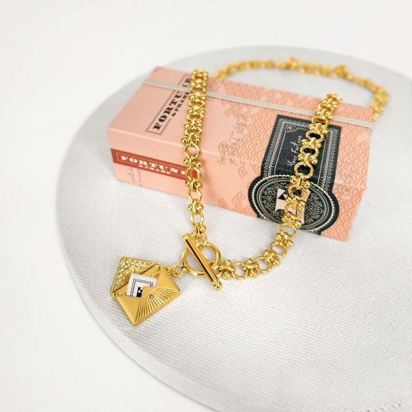 Gold Love Letter Envelope Locket • Fortune & Frame