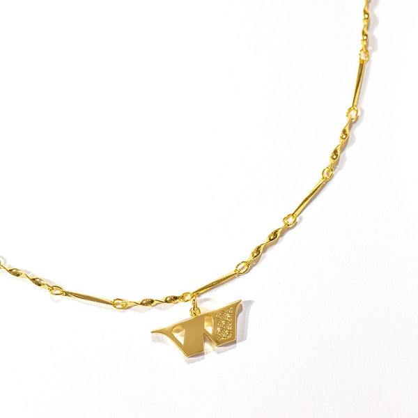W Gold Initial Necklace • Letter W Pendant • Fortune & Frame