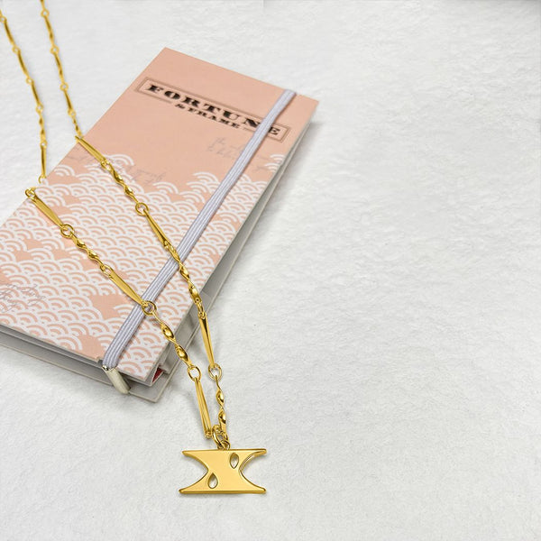 X Gold Initial Necklace • Letter X Pendant • Fortune & Frame