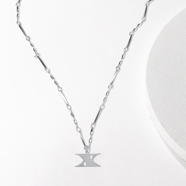 X Silver Initial Necklace • Letter X Pendant • Fortune & Frame